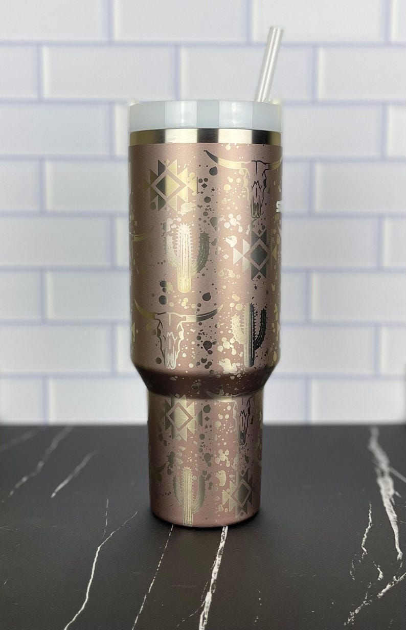 Engraved Stanley Tumbler | Western Aztec Tribal 360 Wrap 30oz 40oz - Etsy