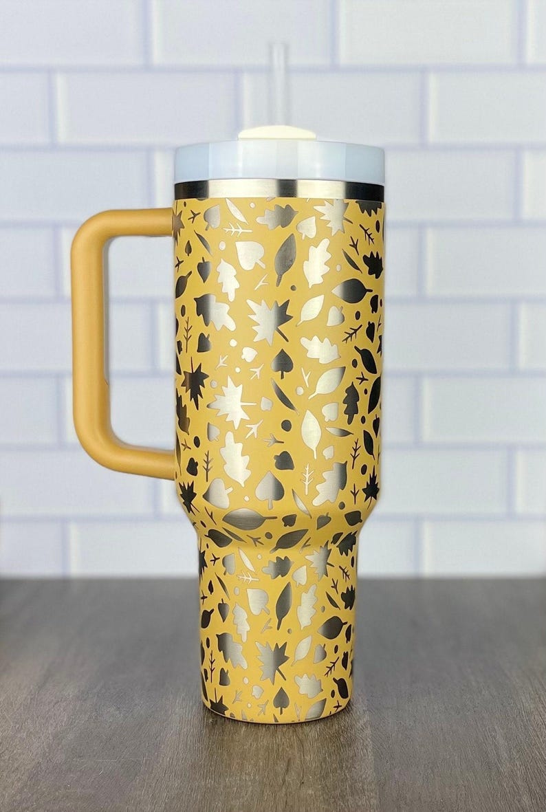 Engraved Stanley Tumbler | Fall Autumn Leaves 360 Wrap 30oz 40oz - Etsy