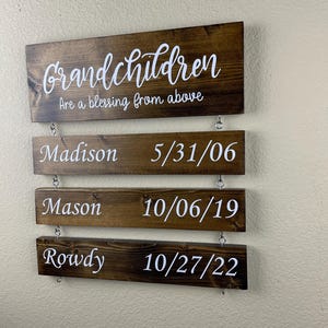 Custom Grandparent Sign With Grandkids Names & Birthdates, Personalized ...