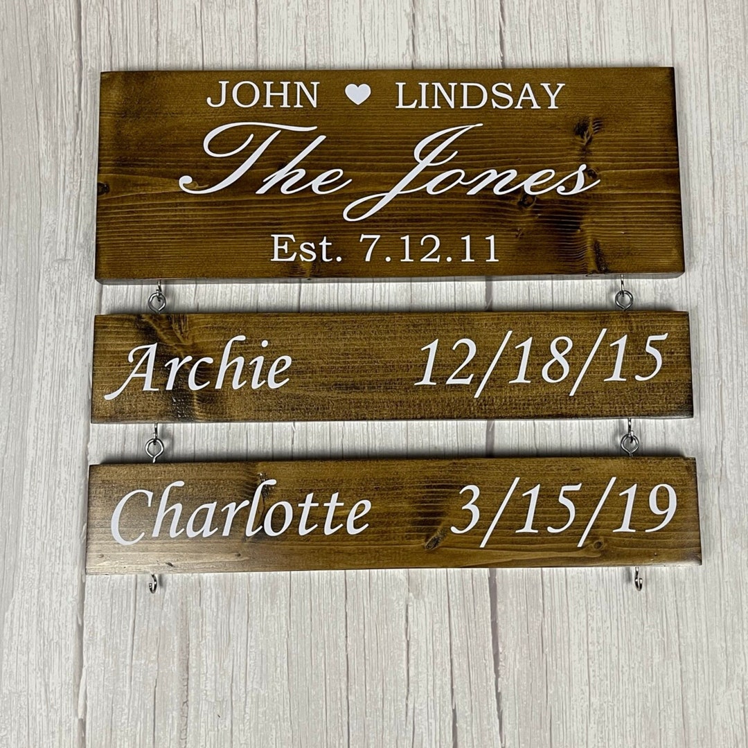 Custom Established Sign With Kids Names and Birthdates, Personalized ...