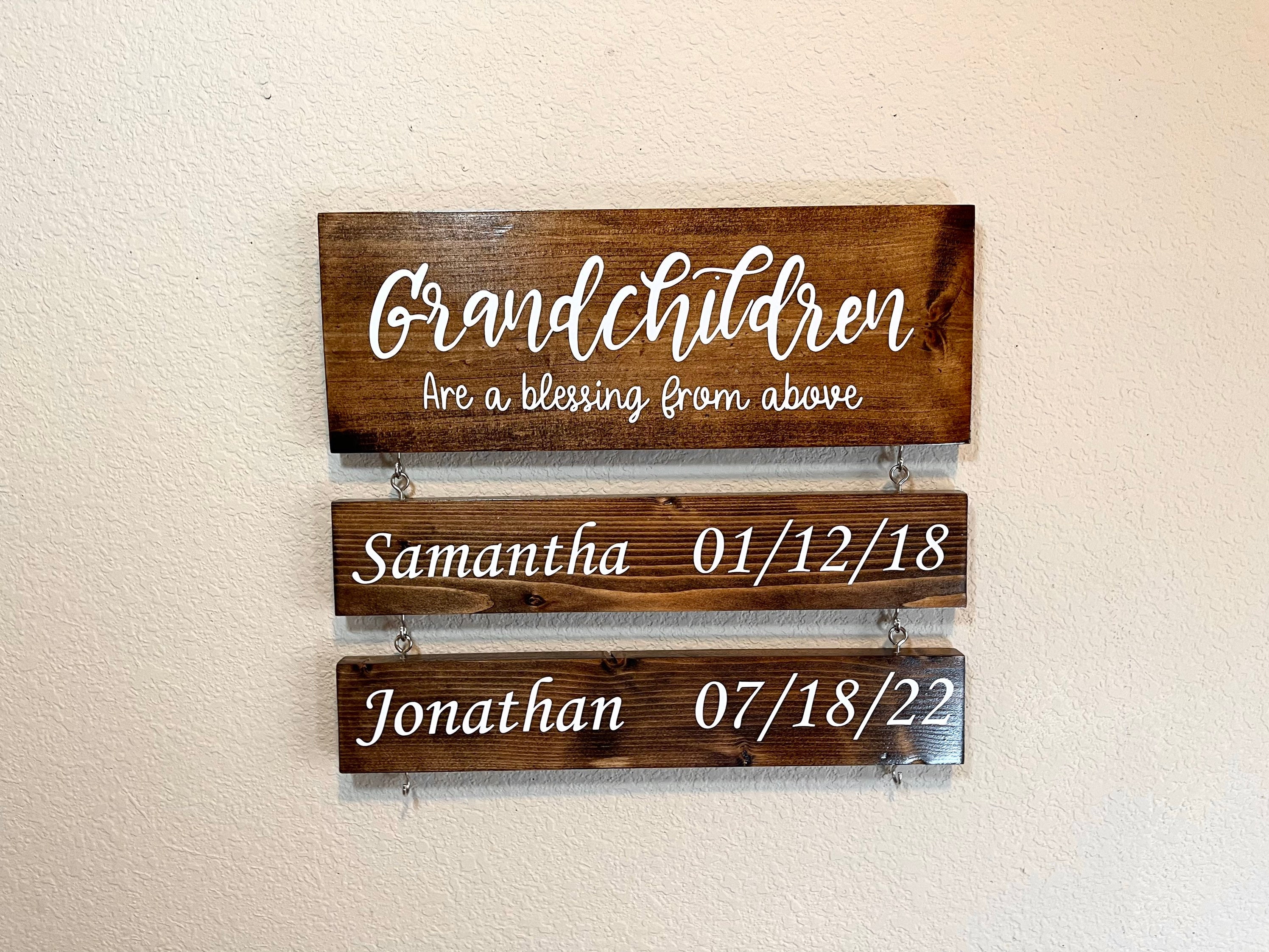 Custom Grandparent Sign With Grandkids Names & Birthdates - Etsy