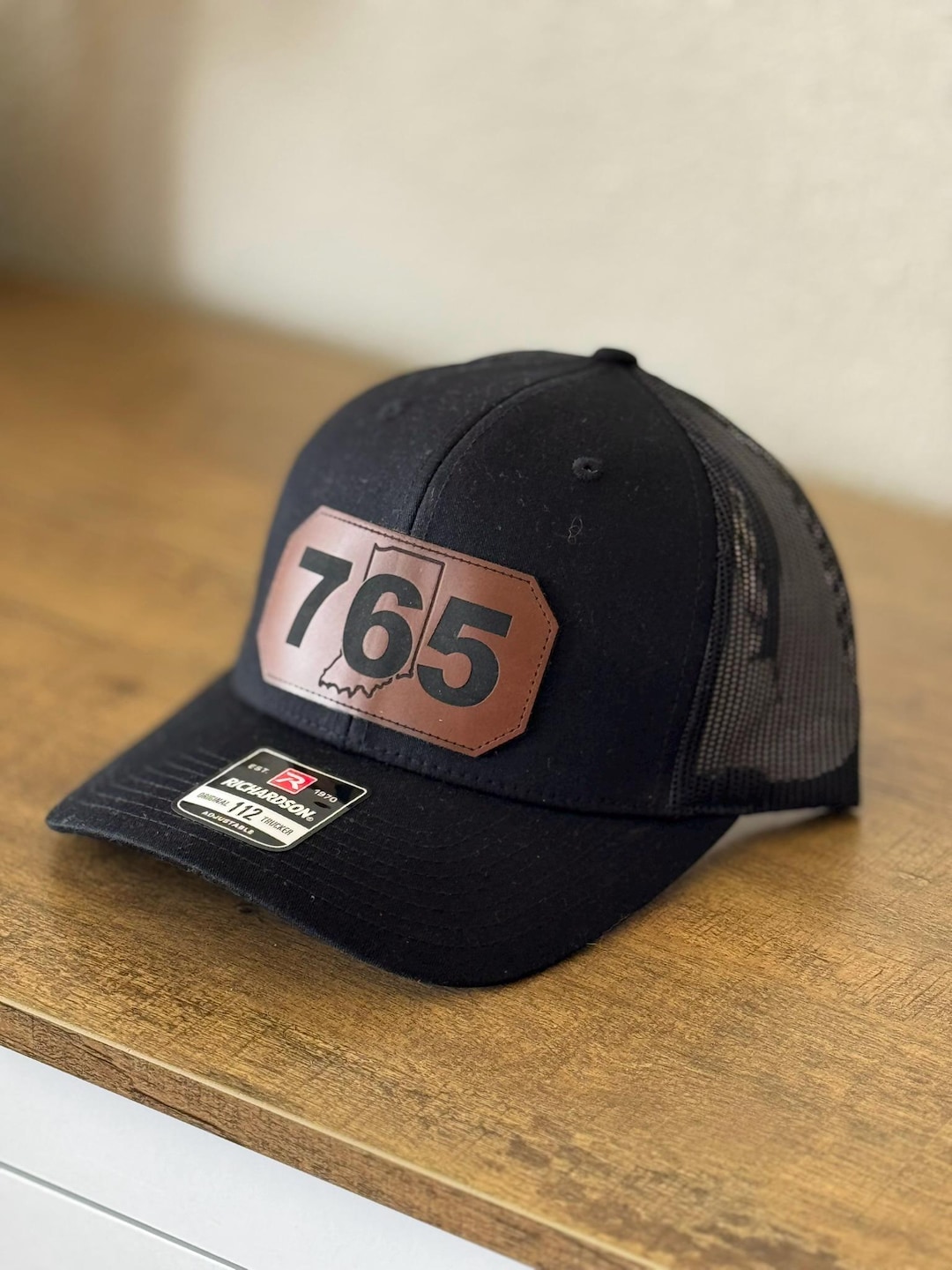 Indiana 765 Area Code Hat - Richardson 112 Trucker Hat - Engraved ...
