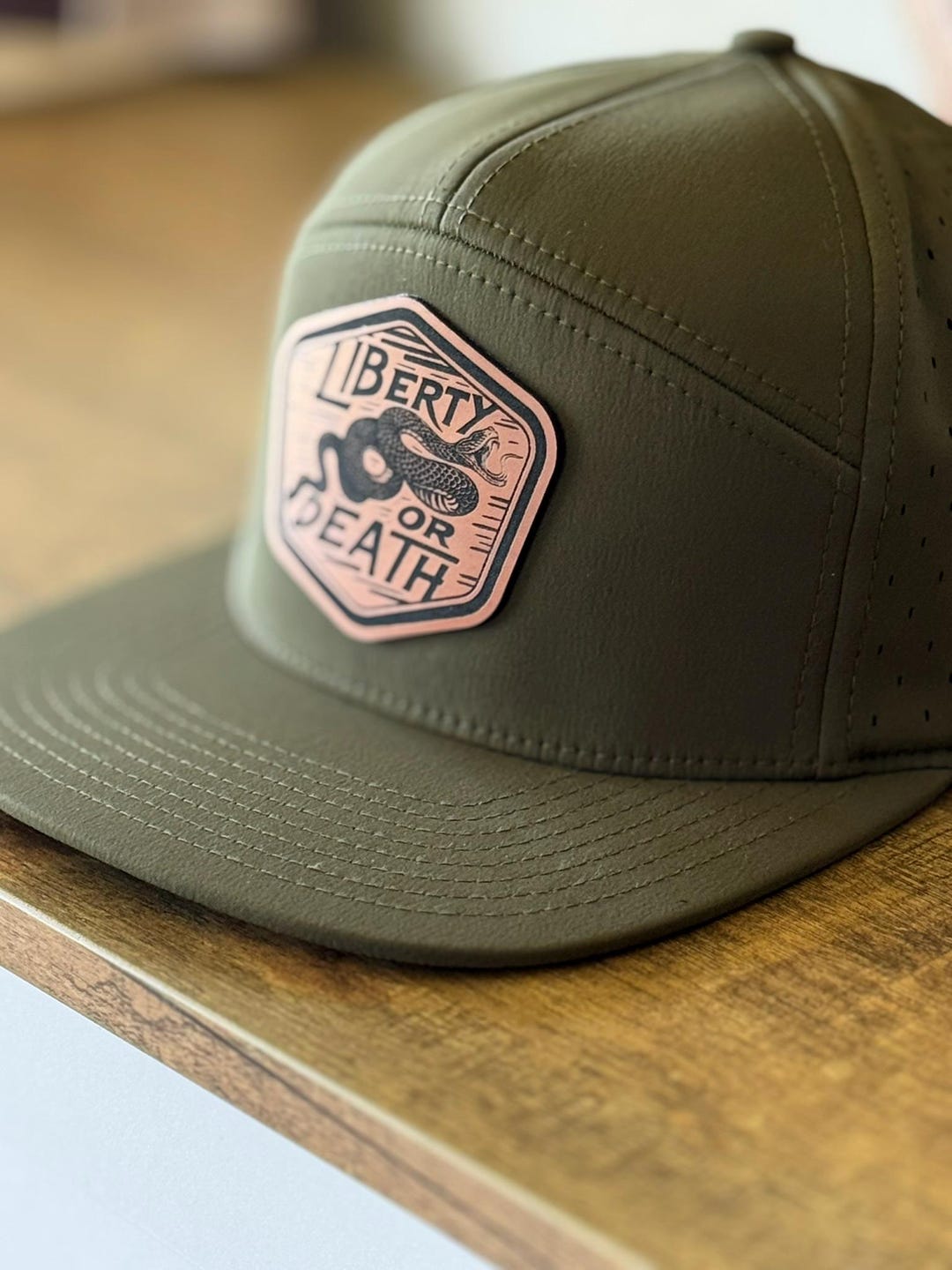 Liberty or Death Hat – Laser Engraved Leather Patch, Richardson 169 ...
