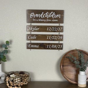 Personalized Family Sign With Grandkids’ Names – Custom Christmas Gift ...