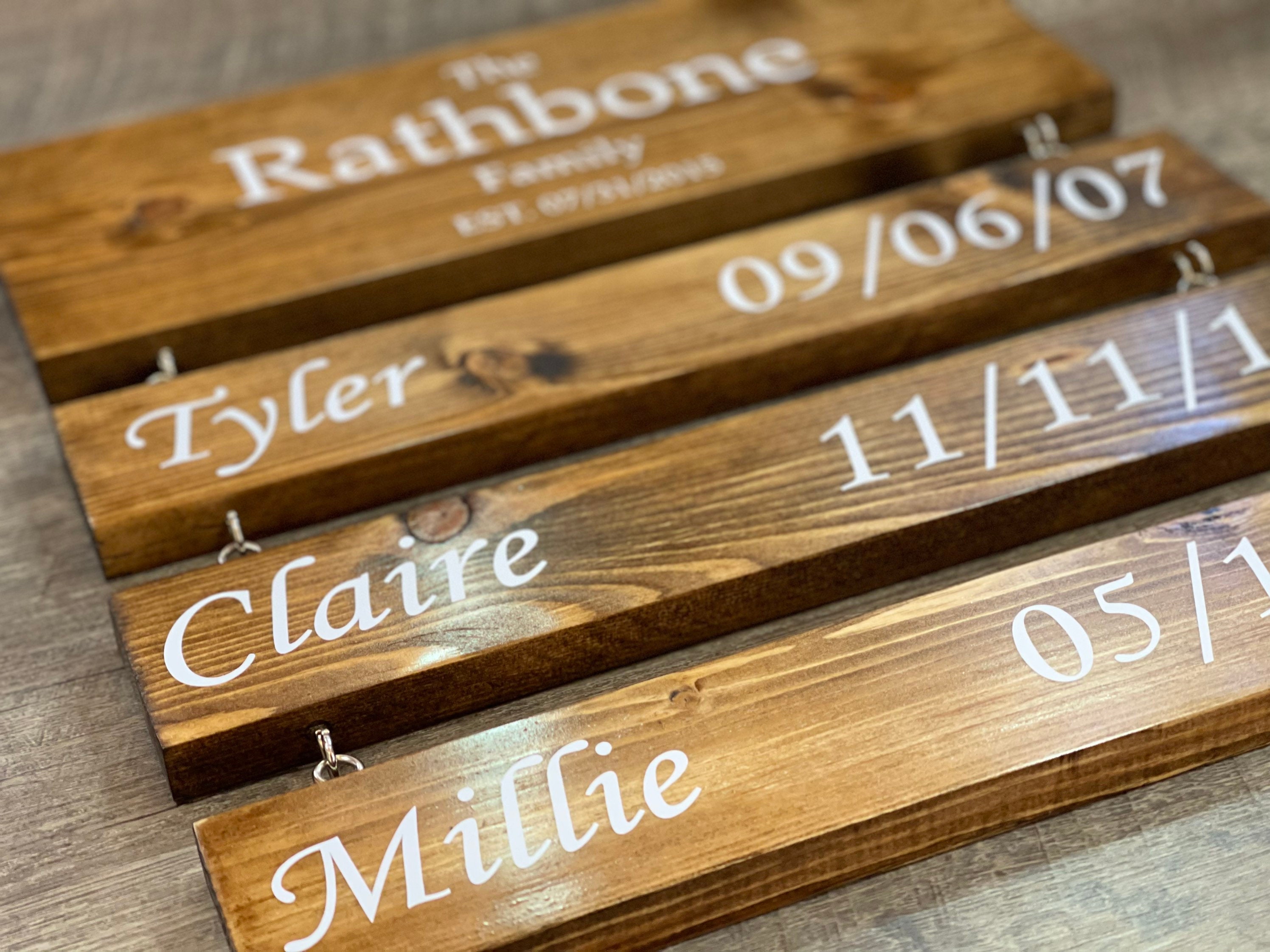 Personalized Family Wood Sign, With Kids Names and Birthdates ...