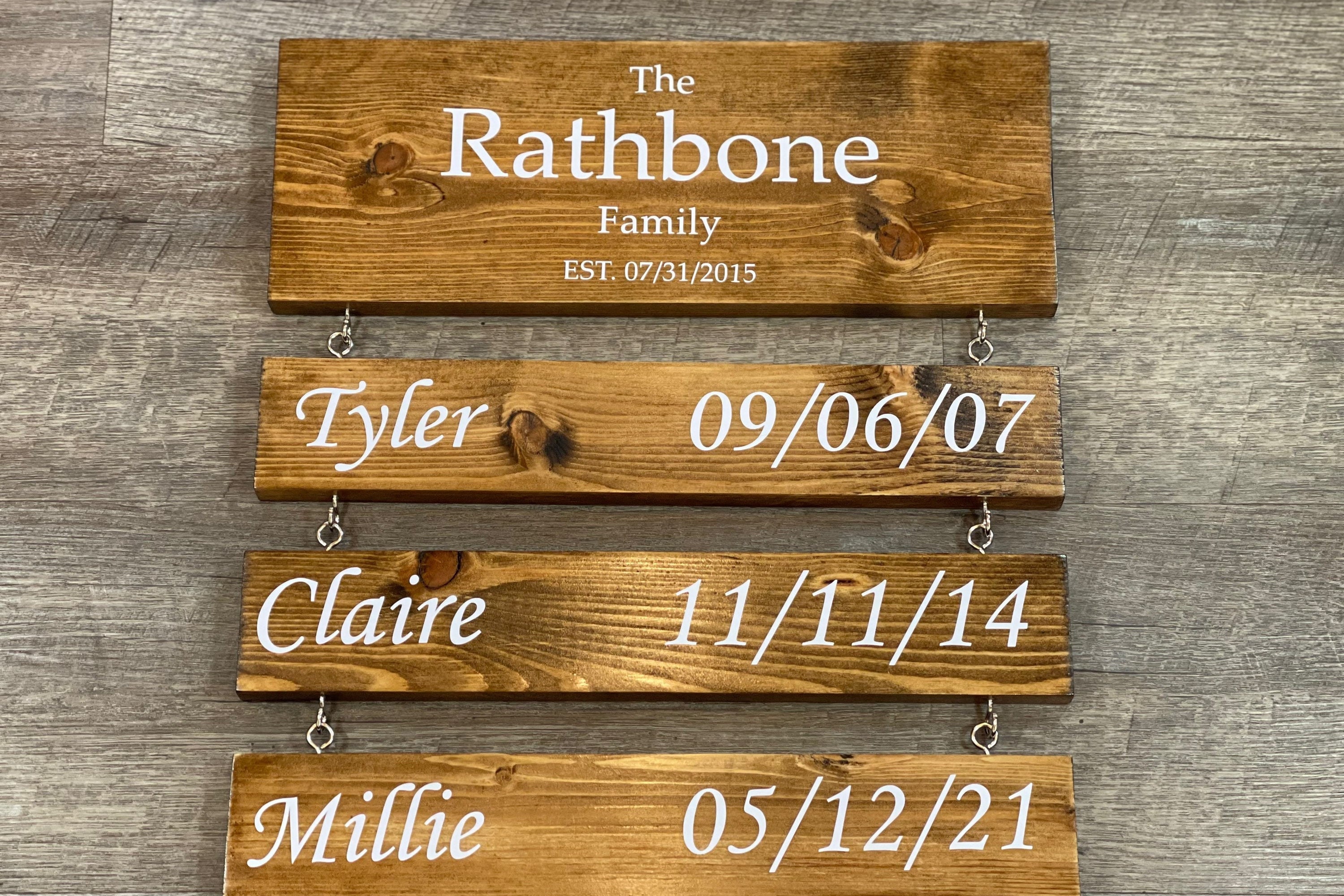 Personalized Family Wood Sign, With Kids Names and Birthdates ...