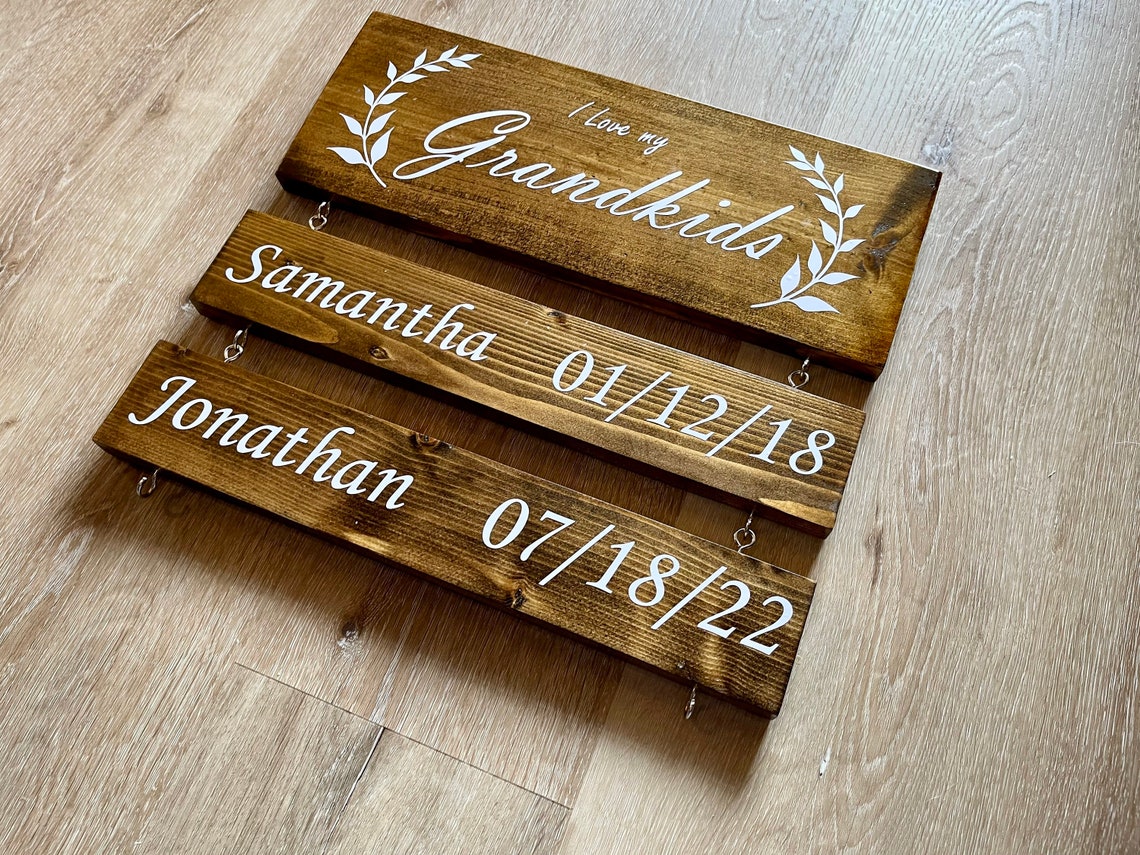 Personalized Grandchildren Sign With Names, I Love My Grandkids Wood ...