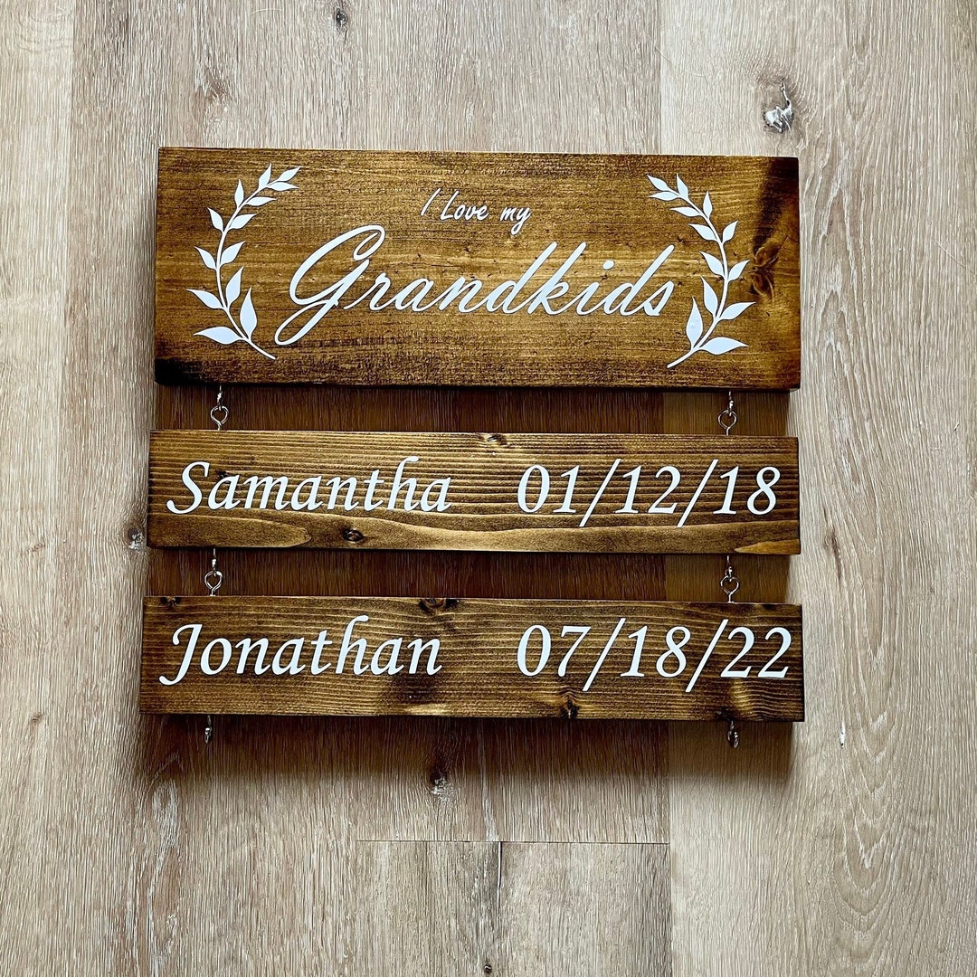 Personalized Grandchildren Sign With Names, I Love My Grandkids Wood ...