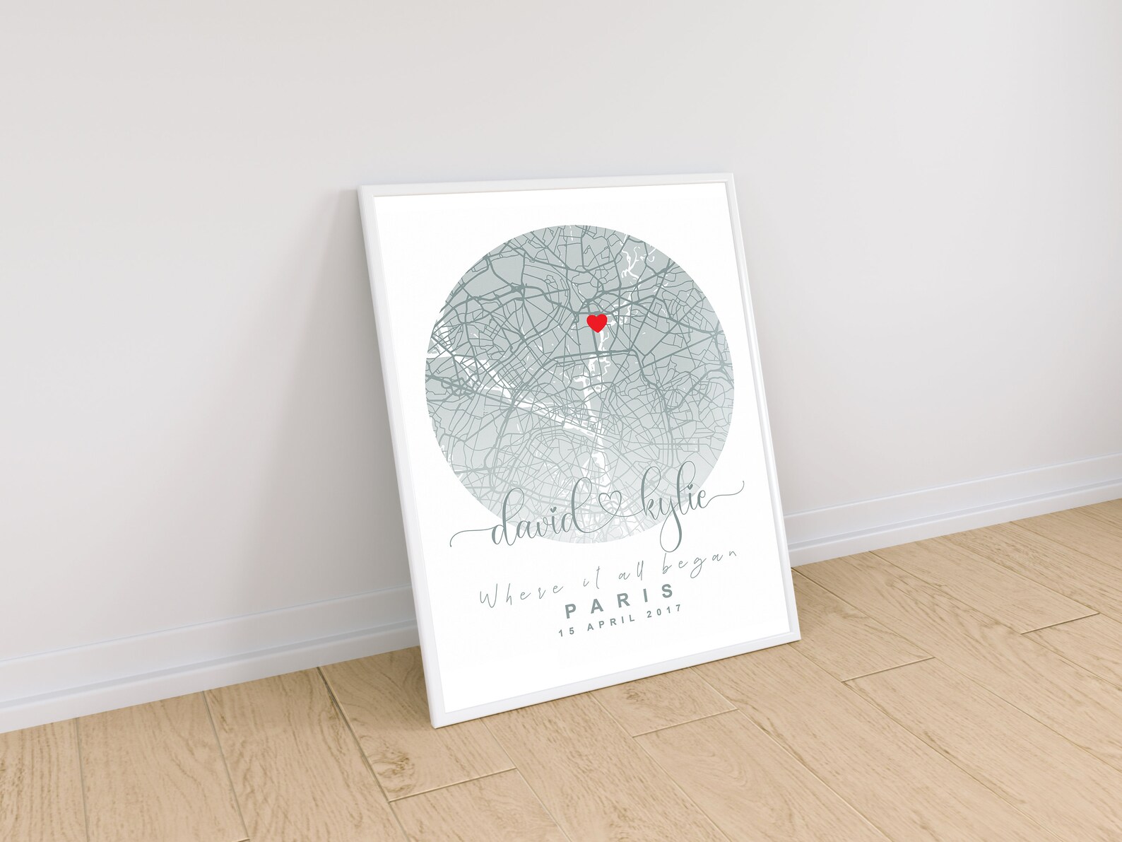 Where It All Began Couple Wall Art Where We Met Map Anniversary Gift ...