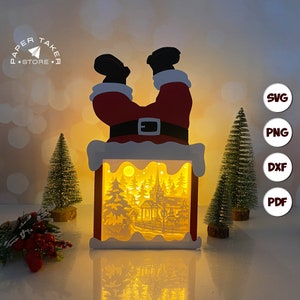 Christmas Santa Box SVG for Cricut Projects, 3D Papercut Light Box ...