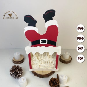 Christmas Santa Box SVG for Cricut Projects, 3D Papercut Light Box ...