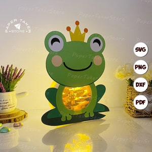 Cute Frog Box SVG for Cricut Projects, 3D Papercut Light Box Sliceform ...