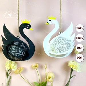 Lantern Swan Couple SVG for Cricut Projects, 3D Papercut Light Box ...