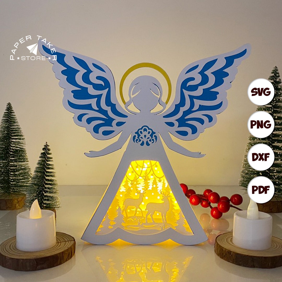 Deer Angel Box SVG for Cricut Projects 3D Papercut Light Box - Etsy