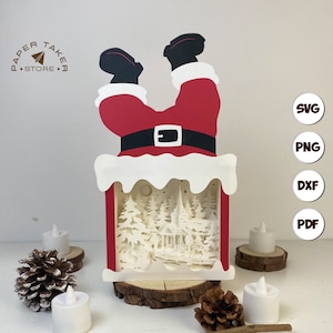 Christmas Santa Box SVG for Cricut Projects, 3D Papercut Light Box ...