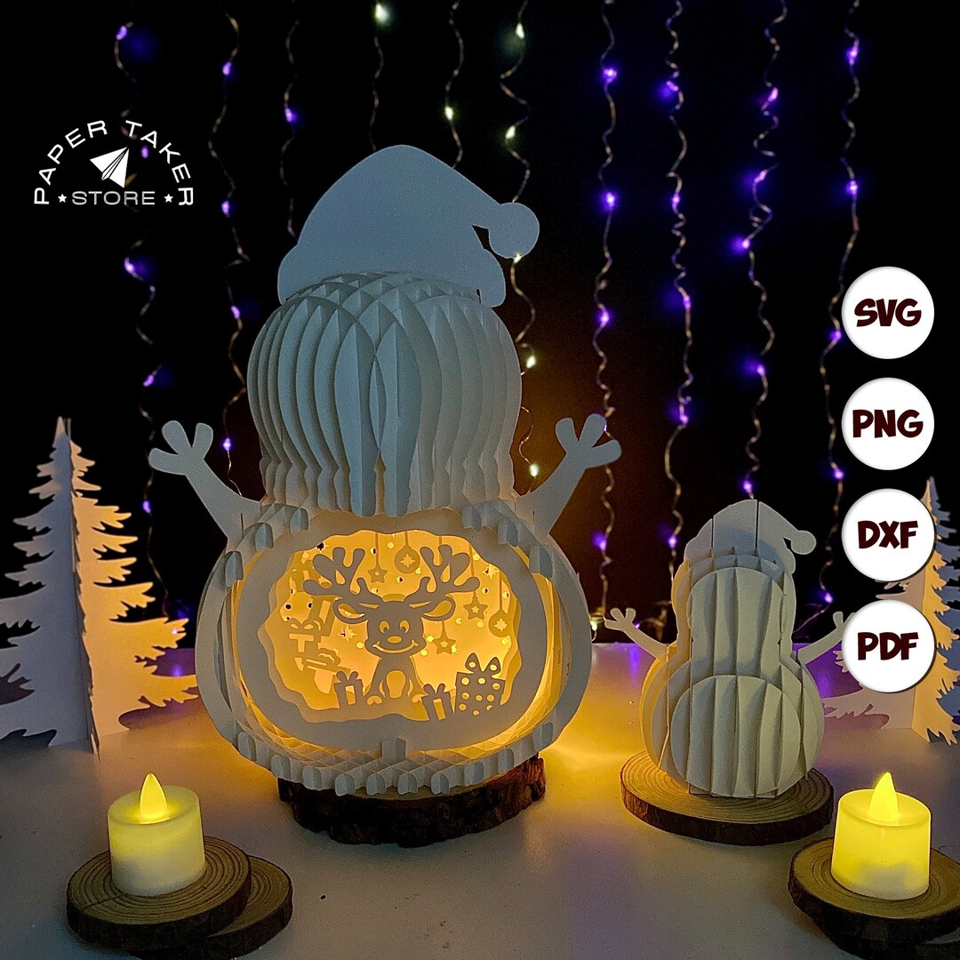 Reindeer Pop-up Template, Snowman Pop-up SVG for Cricut Projects, 3D ...