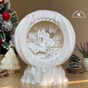 Butterfly Globe Light Box SVG Template: 3D Papercut Sliceform (digital ...