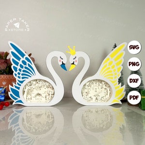 Mouse Couple Swan Couple Box SVG for Cricut Projects, 3D Papercut Light ...