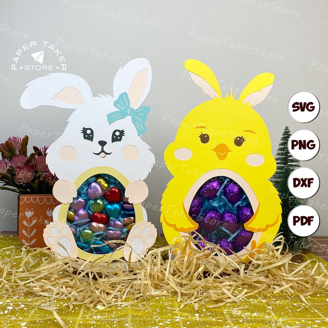 Pack 2 Bunny Easter Candy Box SVG for Cricut Projects, Easter Gift Box ...