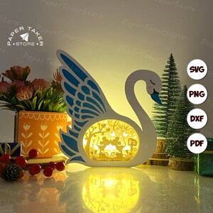 Mouse Couple Swan Couple Box SVG for Cricut Projects, 3D Papercut Light ...