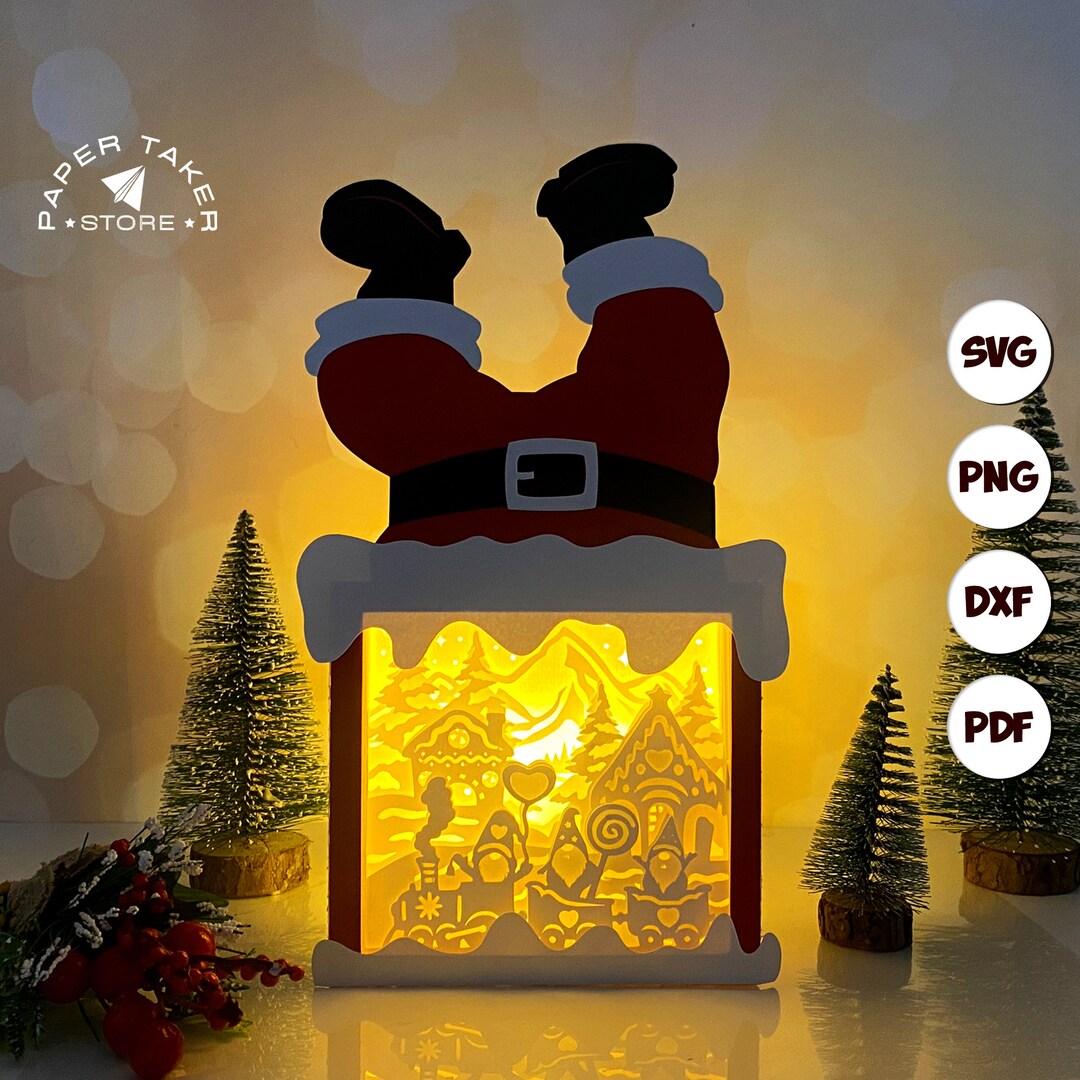 Weihnachtswichtel 4 Santa Box SVG für Cricut Projekte, 3D Papercut ...