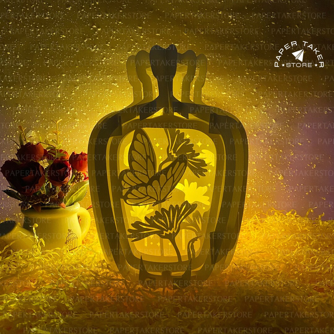 Butterfly Pop up Svg Template, Butterfly Vase Pop up Svg for Cricut ...