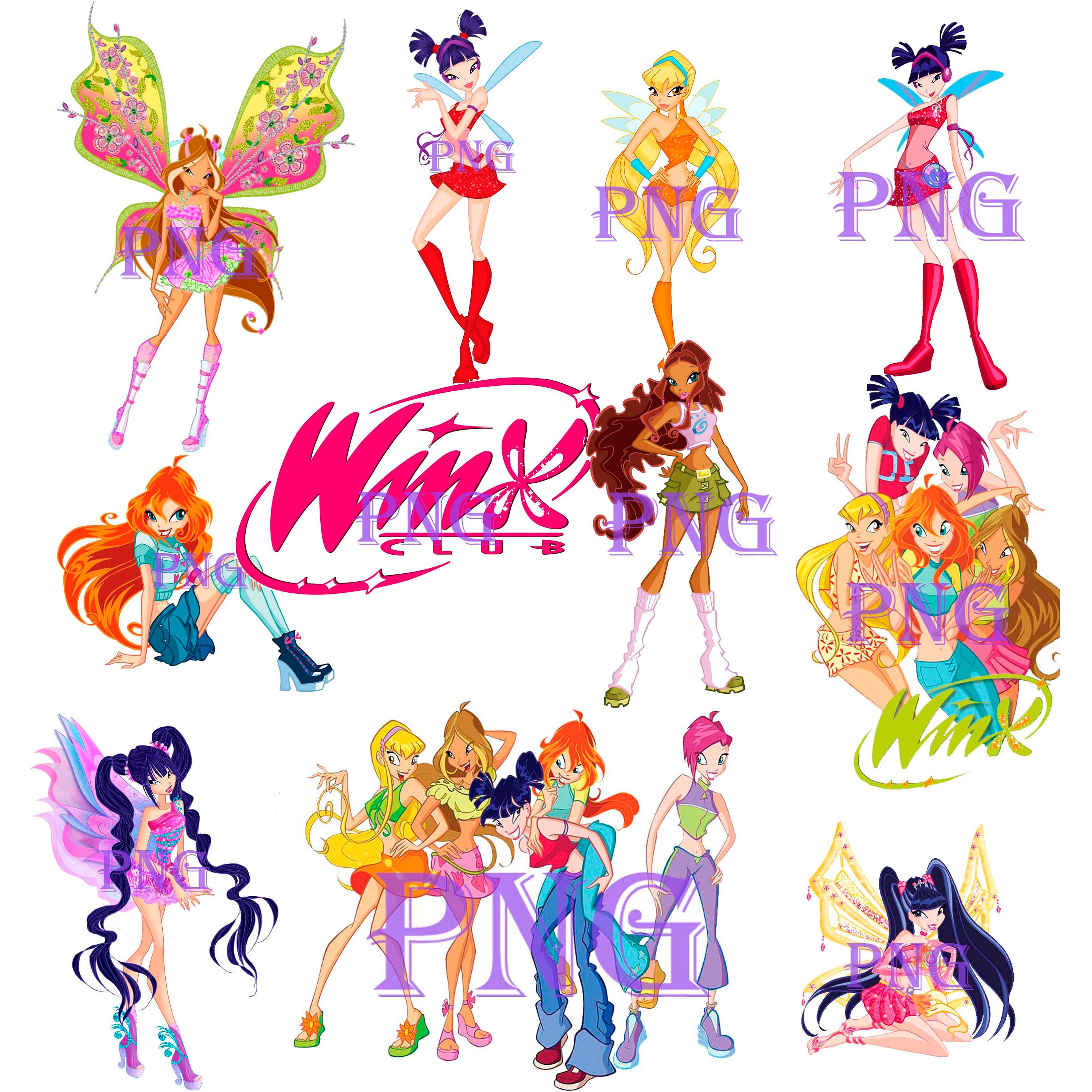 Winx Characters Clipart PNG Set Hand-drawn Illustrations - Etsy UK