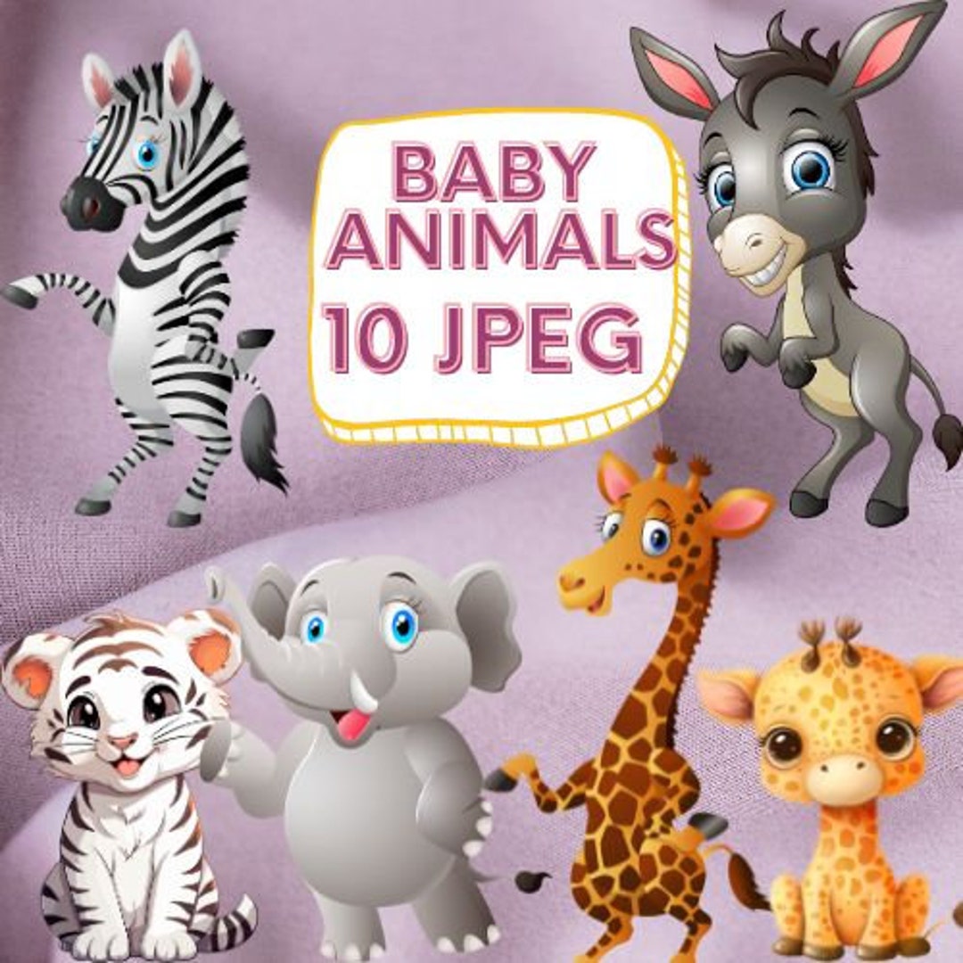 Cute Baby Animals Clipart Bundle: Digital Download 10 - Etsy