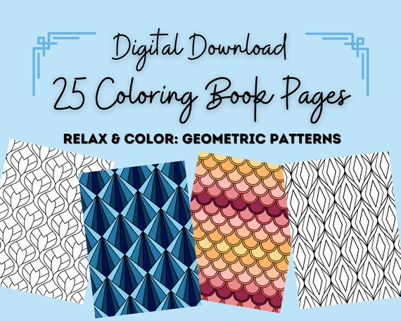 Coloring Book Pages Geometric Patterns Coloring Book - Etsy