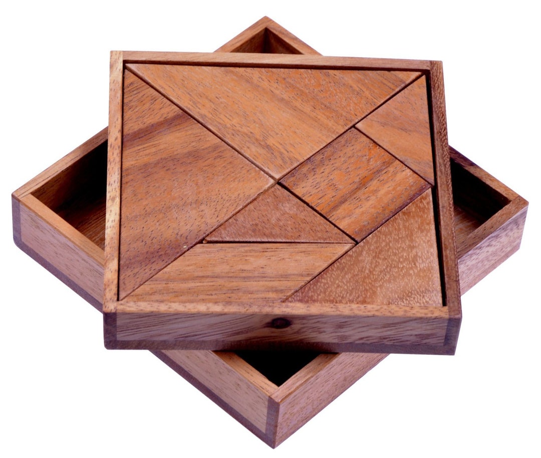 Tangram square Puzzle Game With 7 Wooden Blocks - Etsy