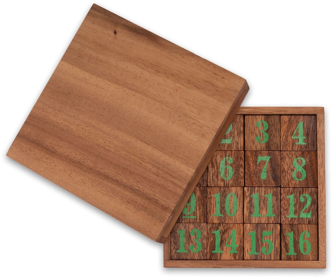 Slide 15 – Sliding Game With Green Wooden Numbers for 1 Player - Etsy