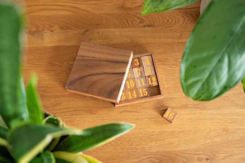 Slide 15 - Yellow Numbers - Sliding Game - Math Game - Wooden Puzzle - Etsy