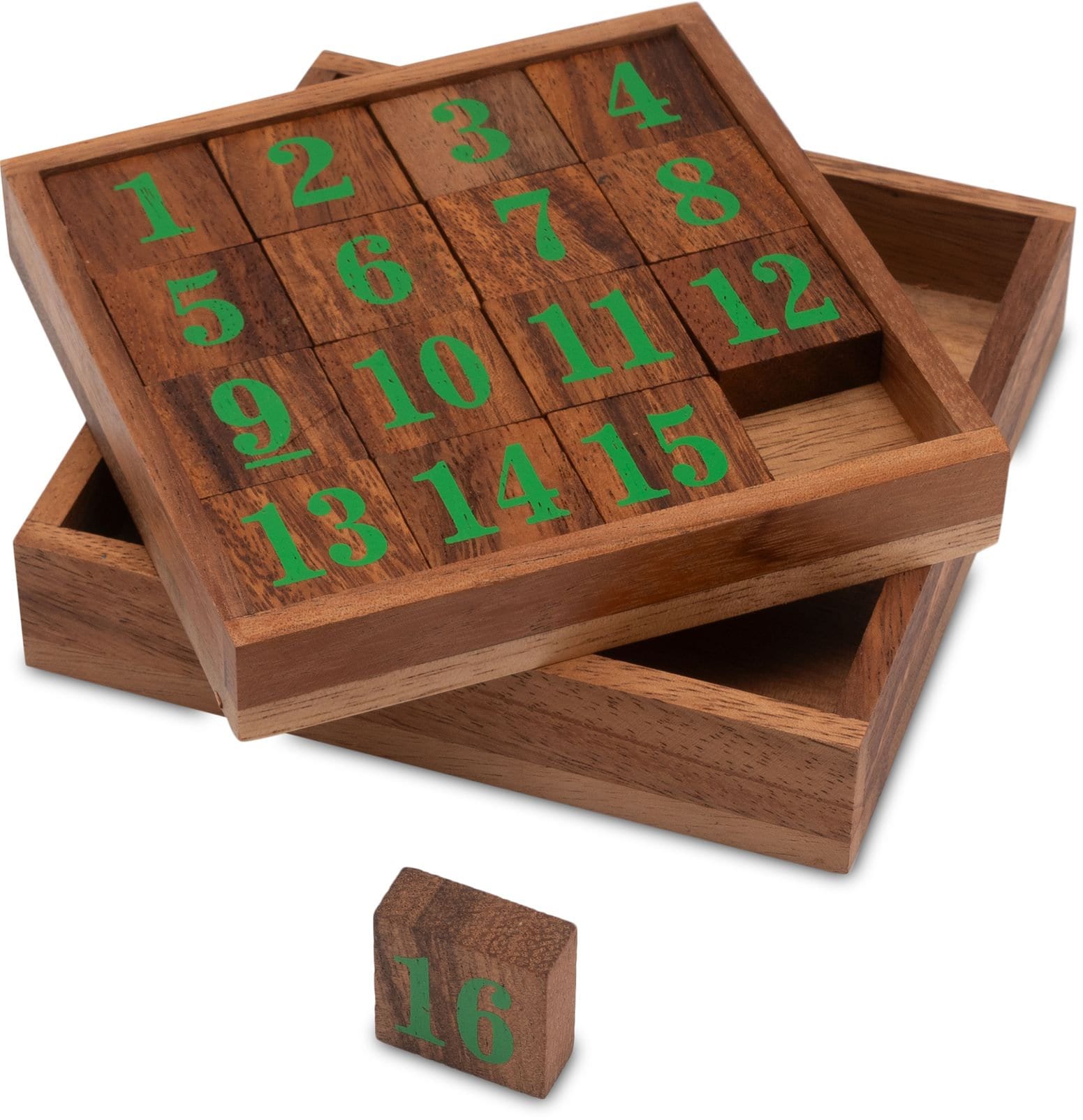 Slide 15 Green Numbers Sliding Game Math Game Wooden Puzzle Game - Etsy