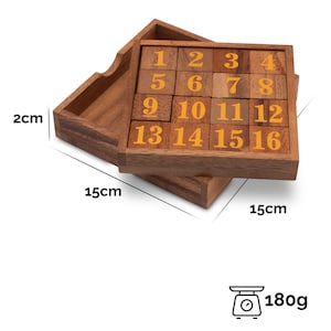 Slide 15 - Yellow Numbers - Sliding Game - Math Game - Wooden Puzzle - Etsy