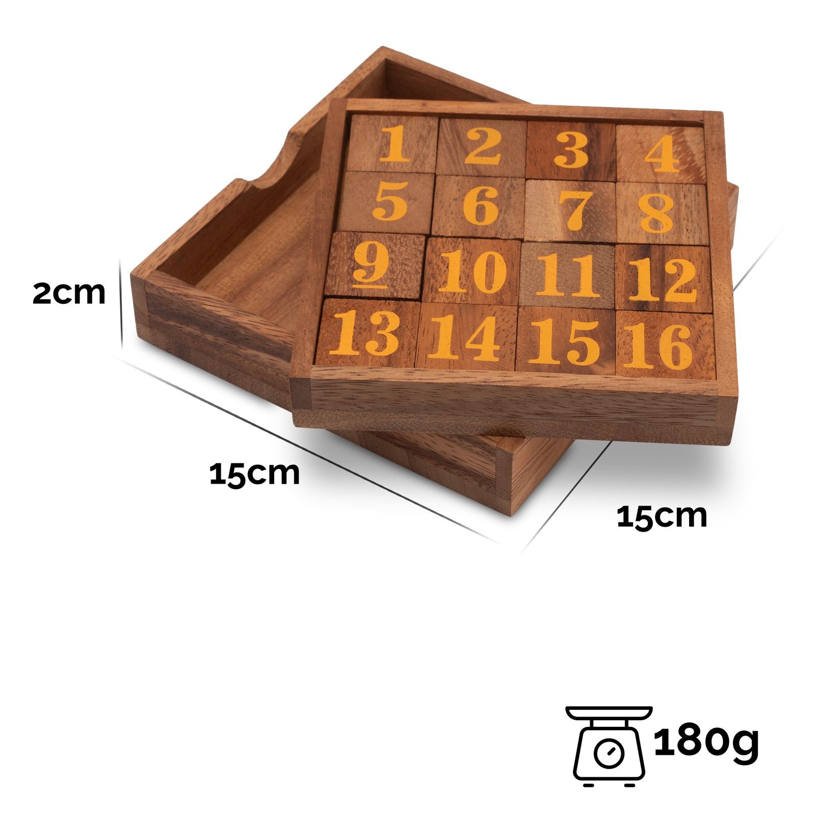 Slide 15 - Yellow Numbers - Sliding Game - Math Game - Wooden Puzzle ...