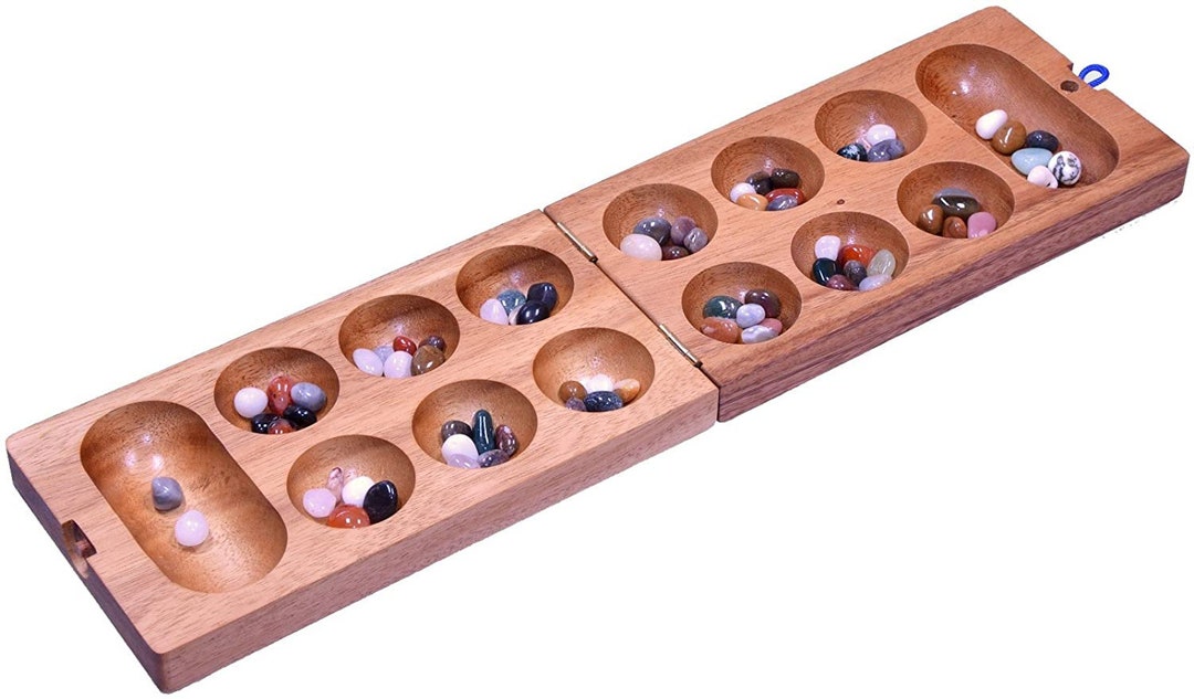 Kalaha Spiel Für 2 Spieler Spielfeld 14 X 49 Cm Hus Bao Mit Edelsteinen - Etsy