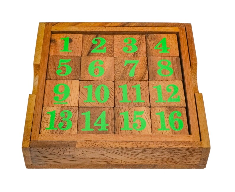 Slide 15 – Sliding Game With Green Wooden Numbers for 1 Player - Etsy