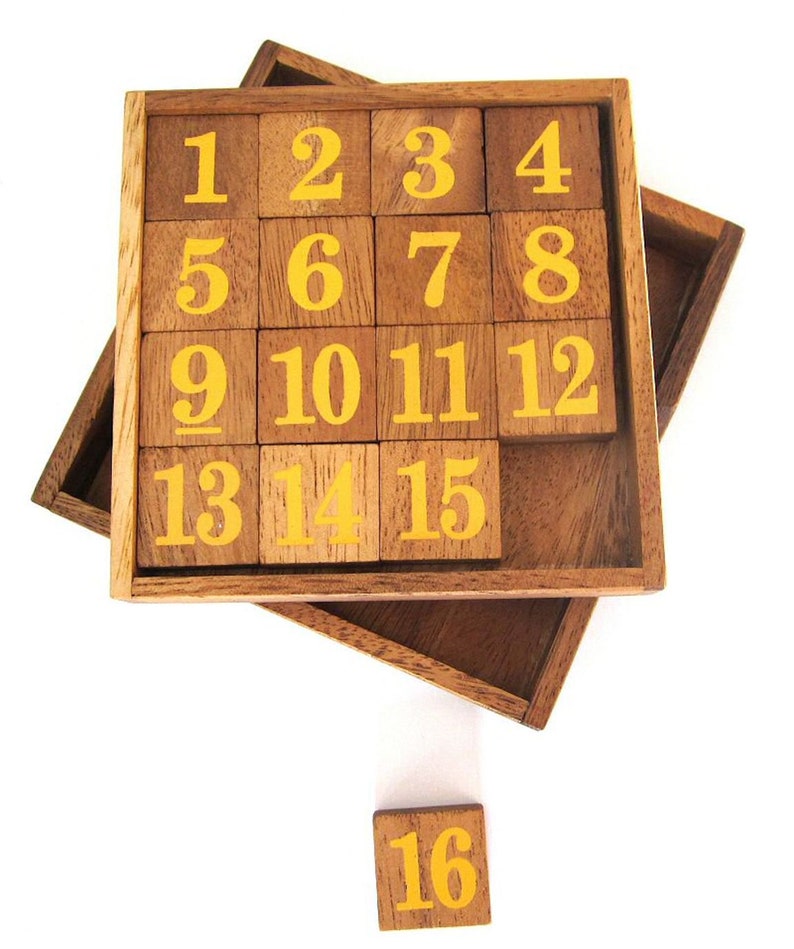 Slide 15 - Yellow Numbers - Sliding Game - Math Game - Wooden Puzzle ...