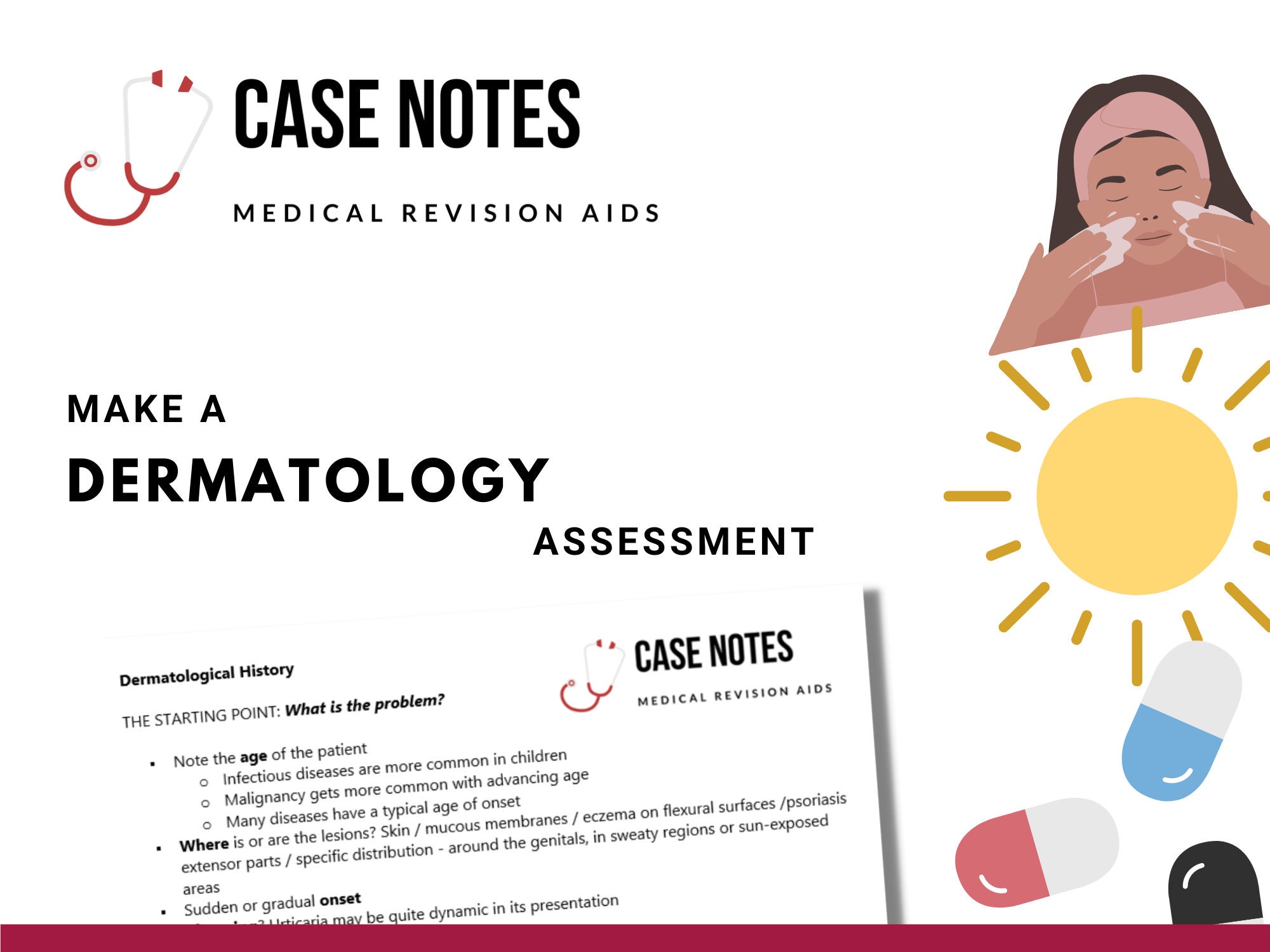 Dermatology Assessment Case Notes Medical Revision Guide Quick Summary ...