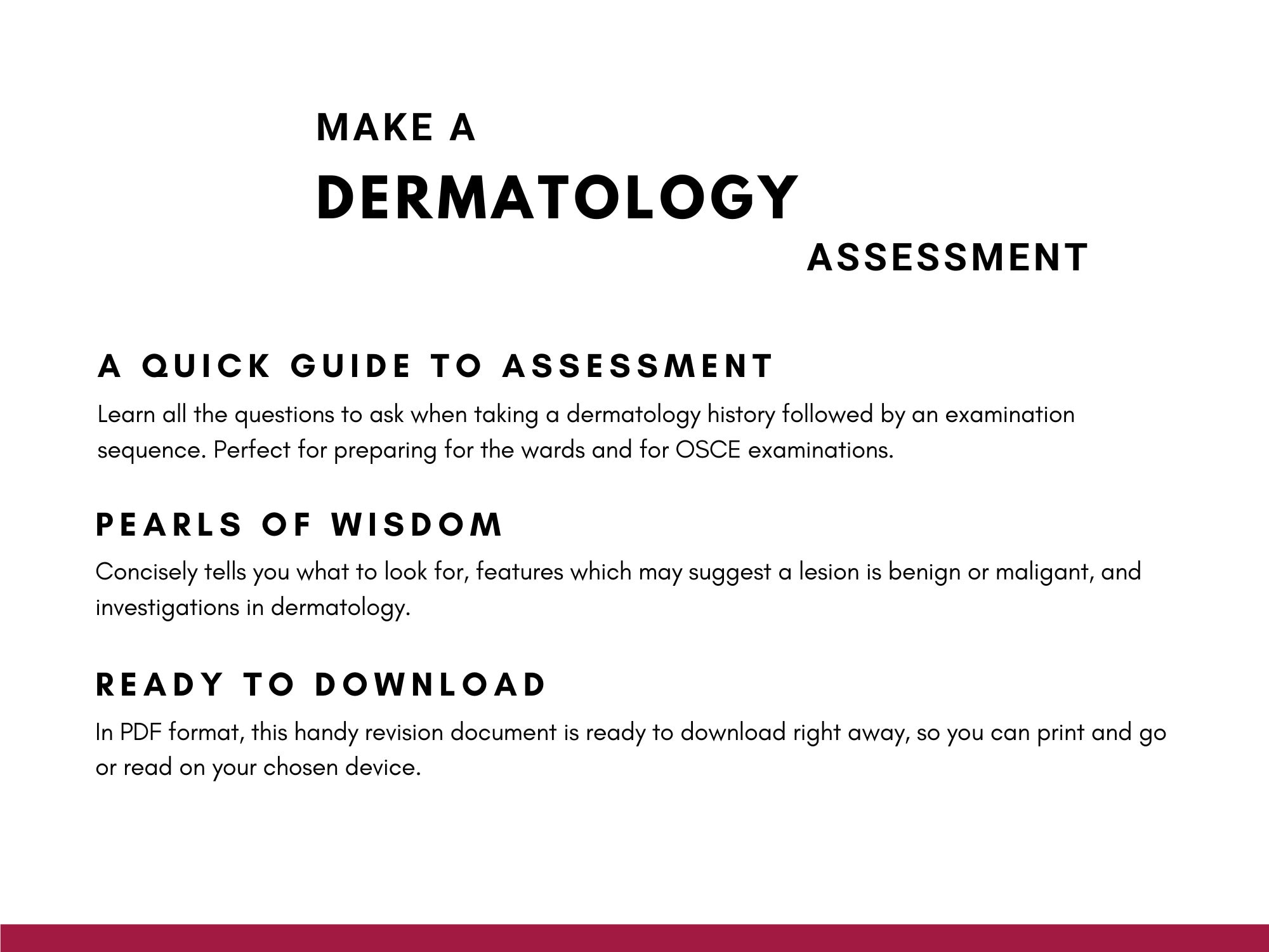 Dermatology Assessment Case Notes Medical Revision Guide Quick Summary ...