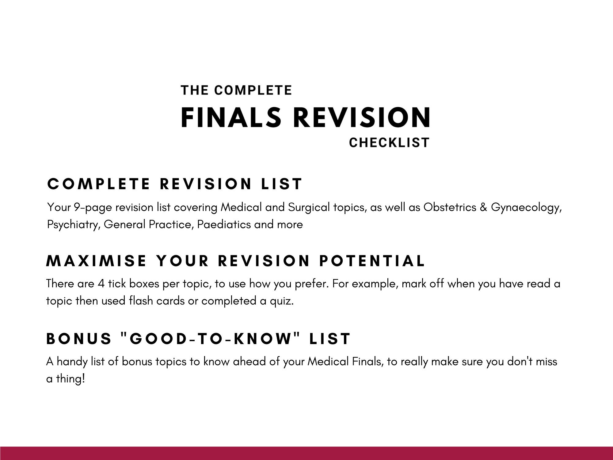 Medical Revision Checklist Case Notes Medical Revision Aids - Etsy