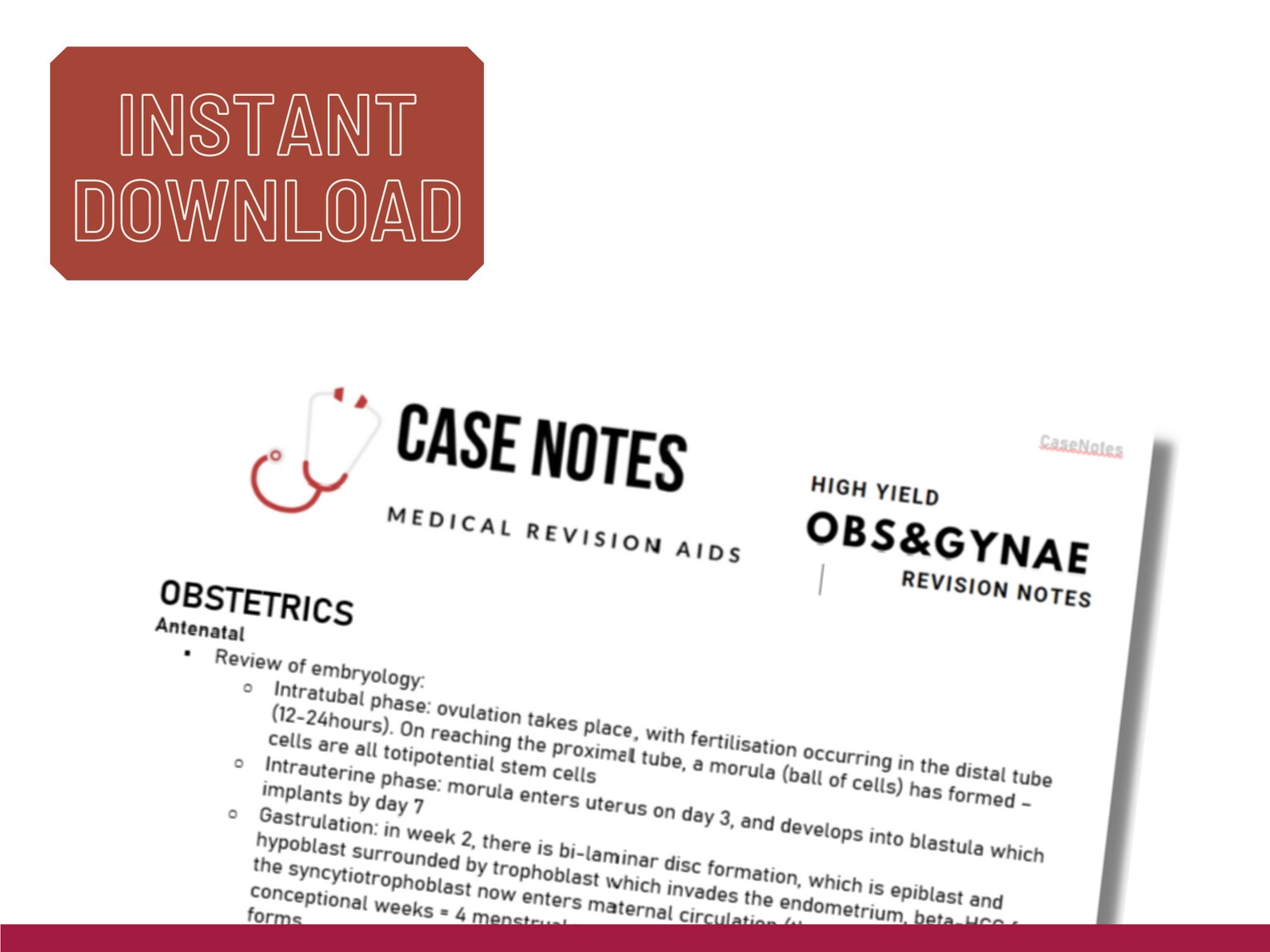 Obs and Gynae Revision Notes Case Notes Medical Revision Aids ...