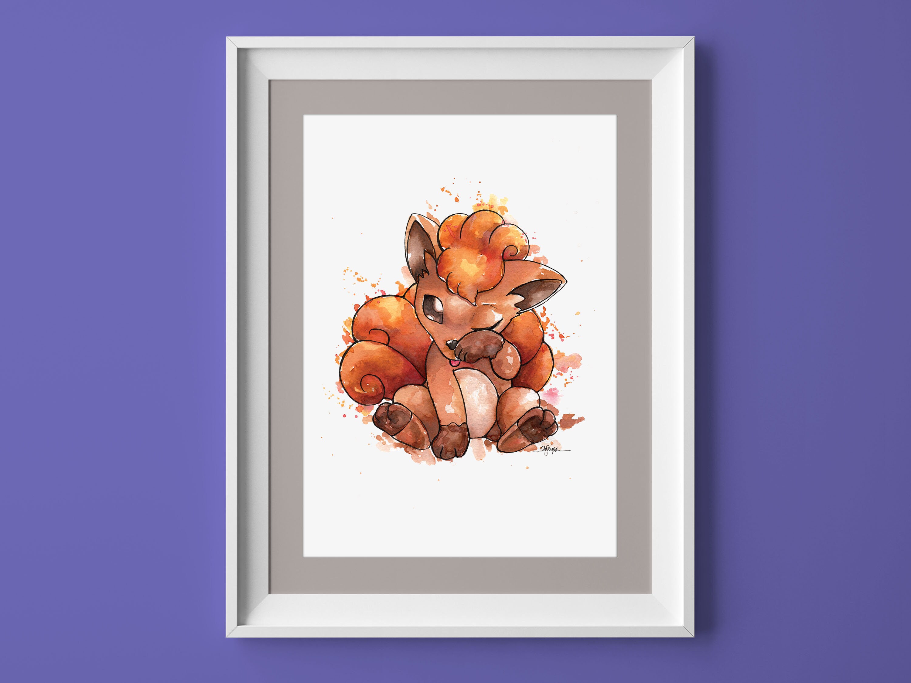 Water Colour Vulpix digital Pokemon print | Etsy