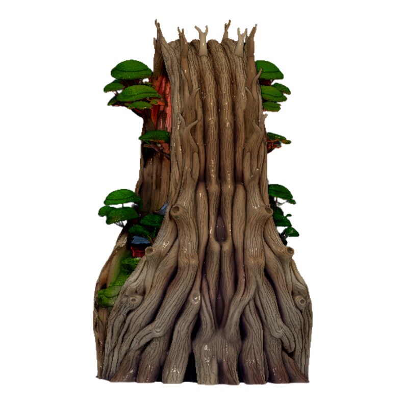 Asian Zen Portal Diorama 3D Model STL: Tree Root Arch, Temple Scenery ...