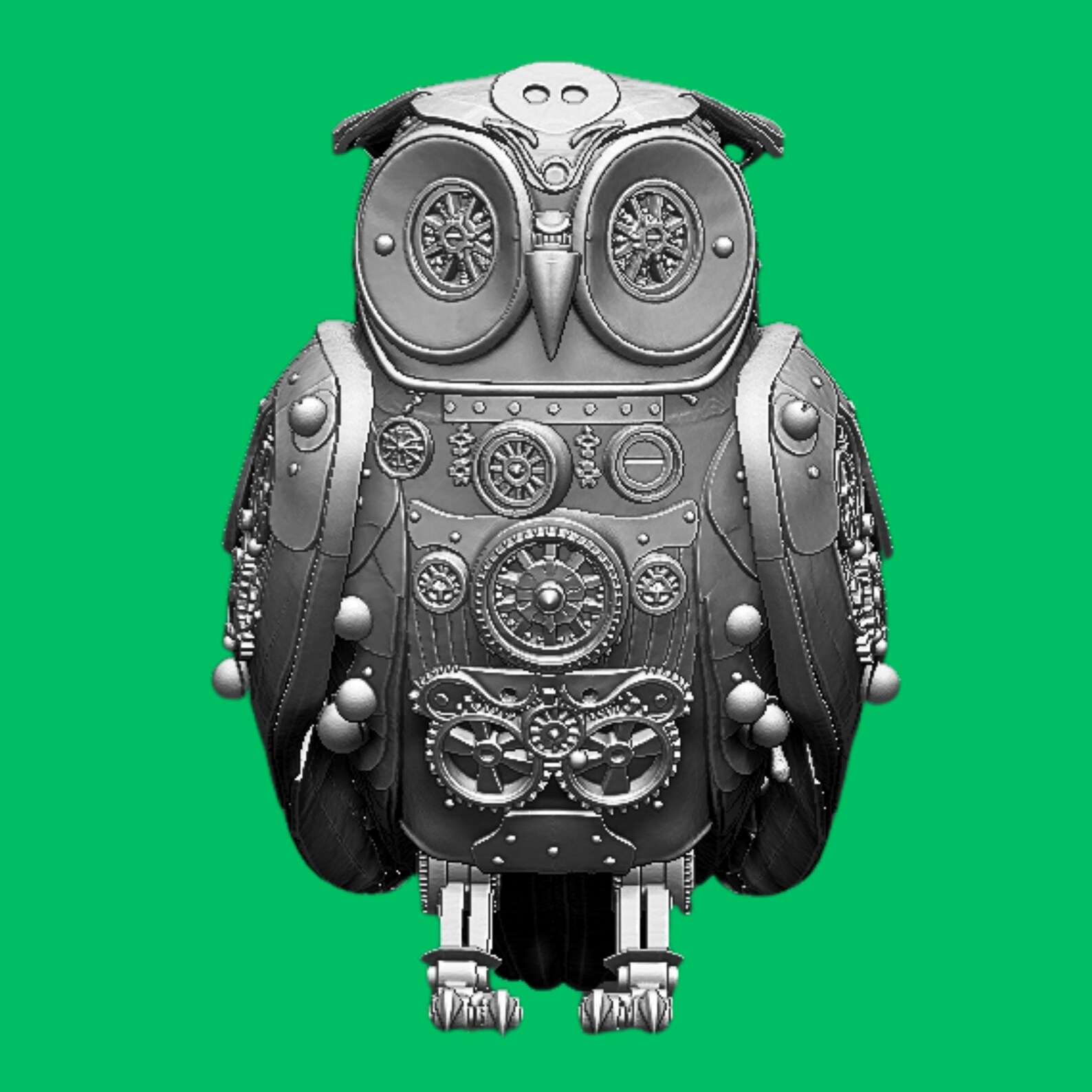 Steampunk Mechanical Owl STL | Brass Gearwork Creature 3D Model | High ...