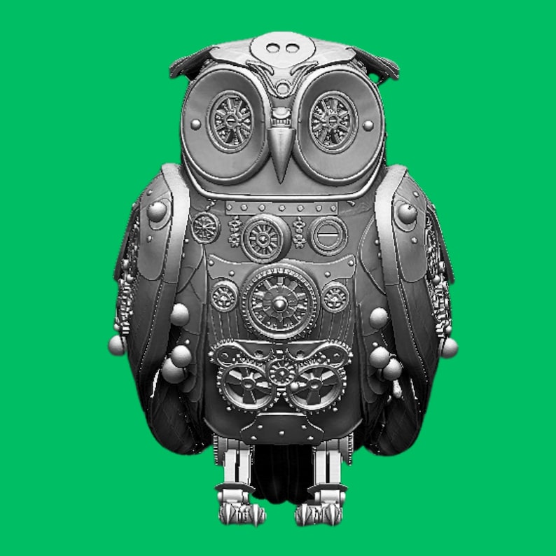 Steampunk Mechanical Owl STL | Brass Gearwork Creature 3D Model | High ...