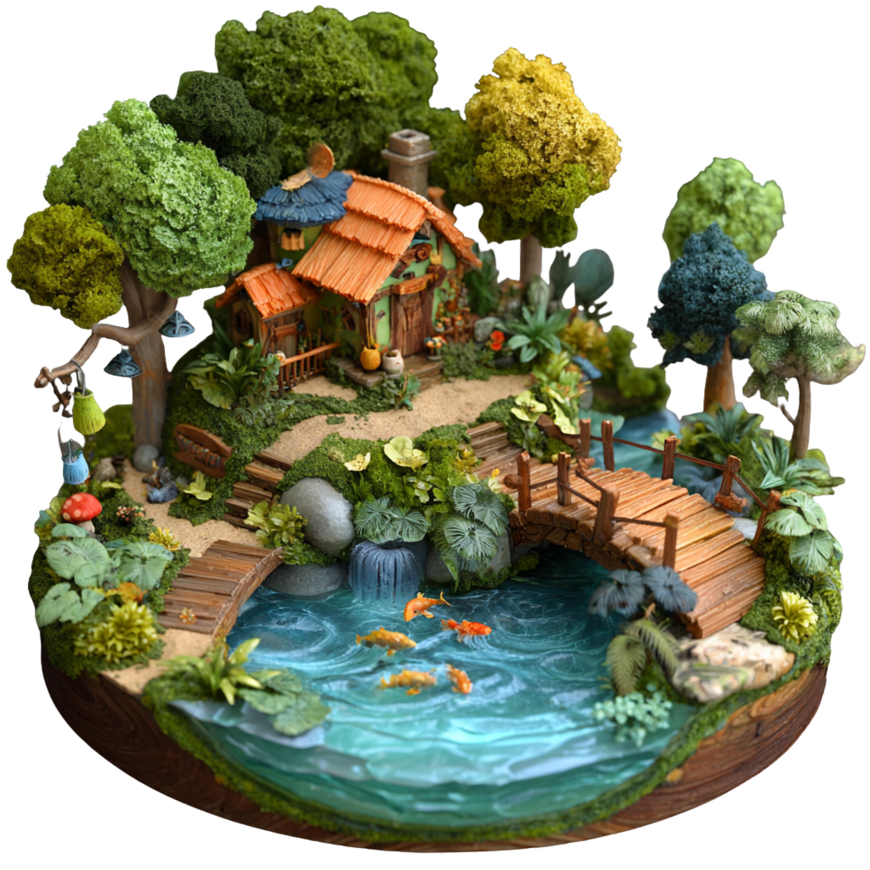Riverside Cottage Diorama STL: 3D Print Nature Scenery (digital ...