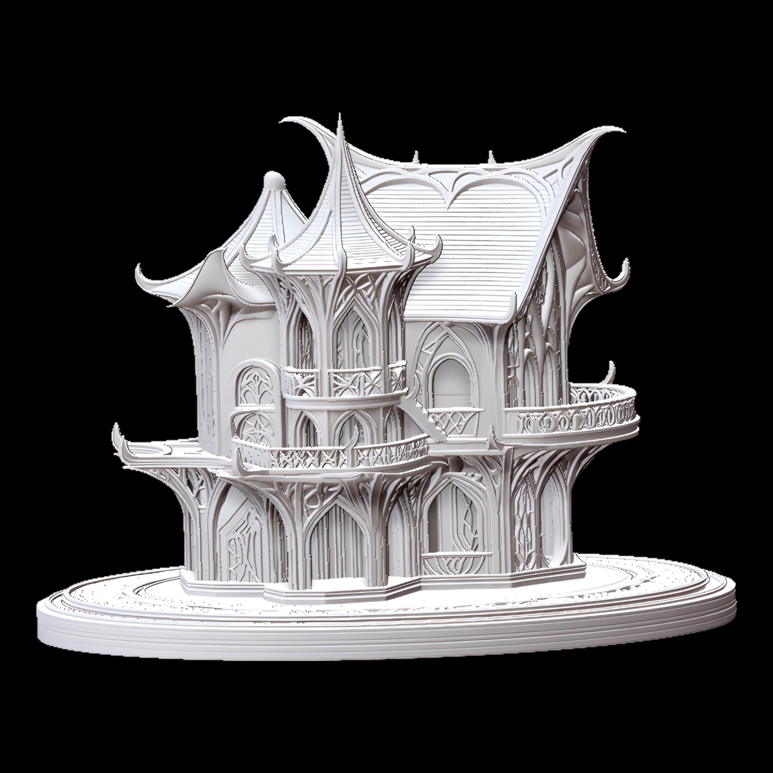 Elven House 3D Model STL | Fantasy Elf Mansion & Woodland Palace ...
