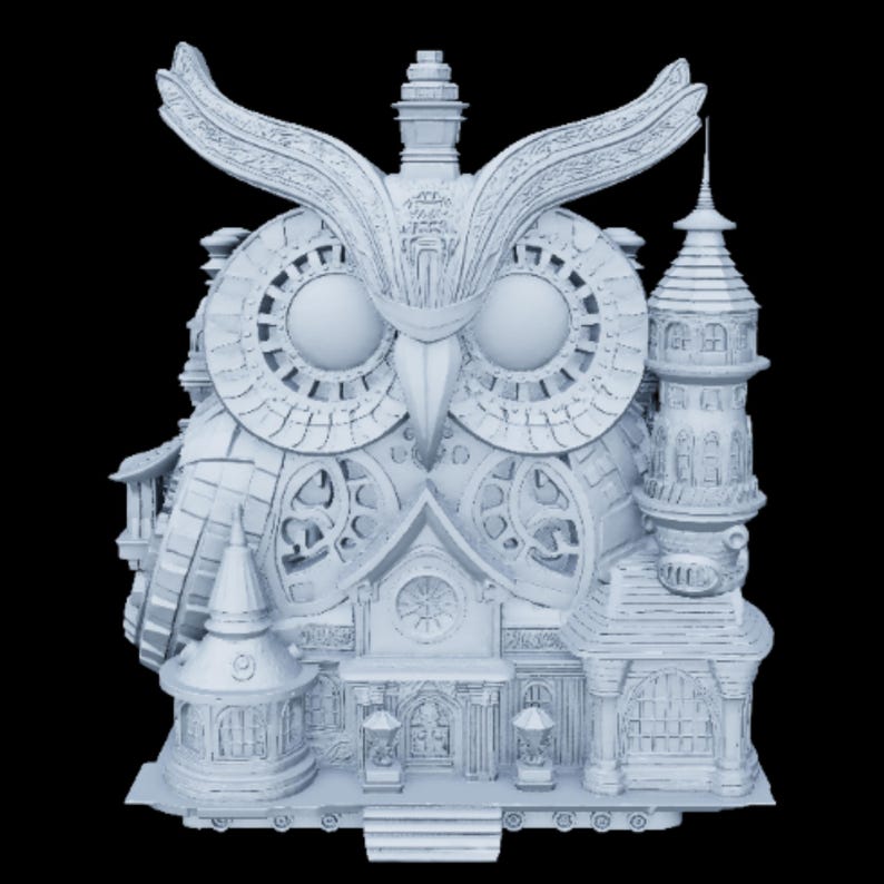Steampunk Owl House STL File: Clockwork Automaton 3D Print Model ...