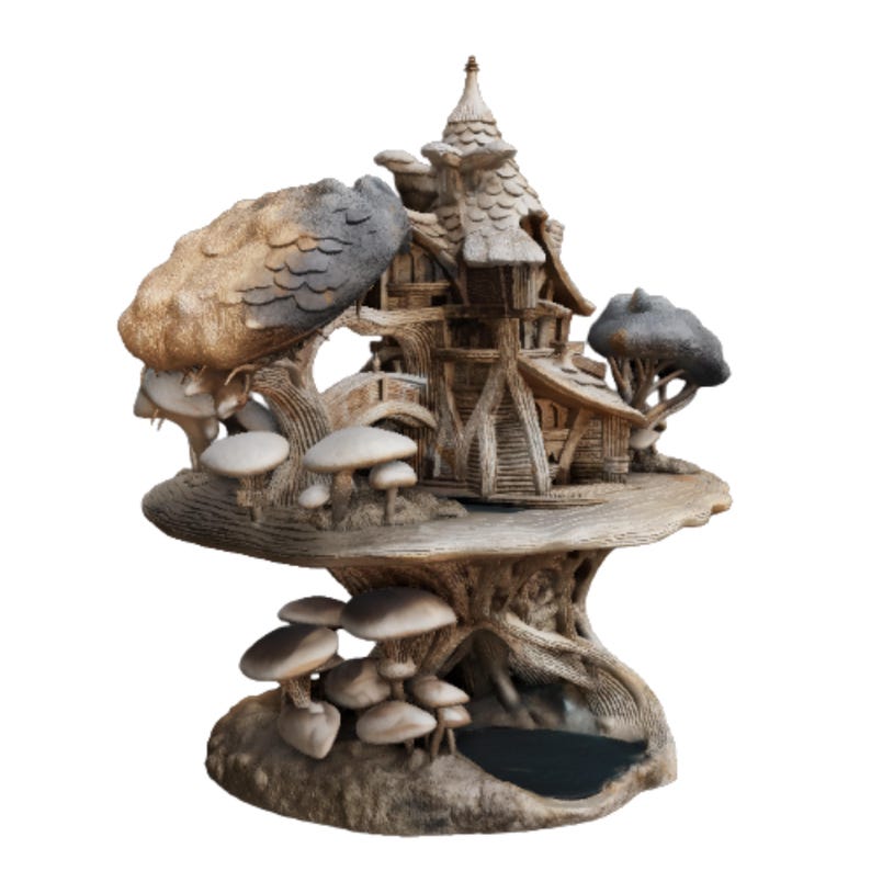 Mushroom Treehouse STL: Layered Fairy House, Dnd Terrain (digital ...